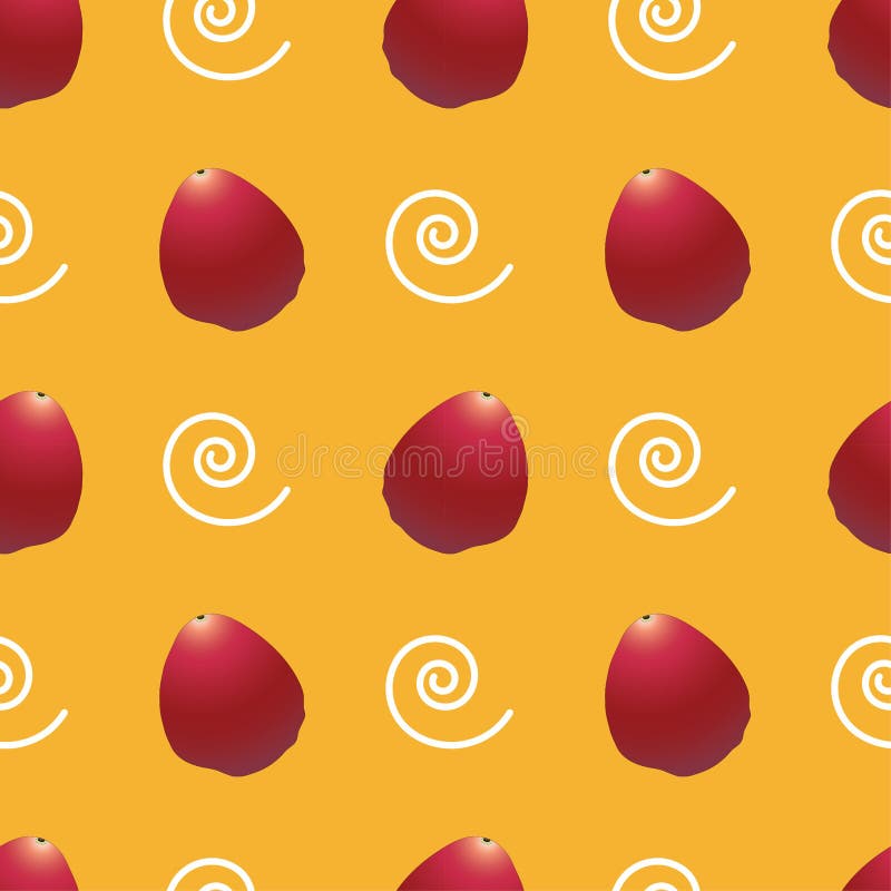 Seamless Pattern of Java Apple or Red Guava on a Yellow Background. the ...