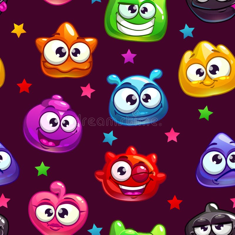 Seamless Pattern with Jelly Characters Stock Illustration ...