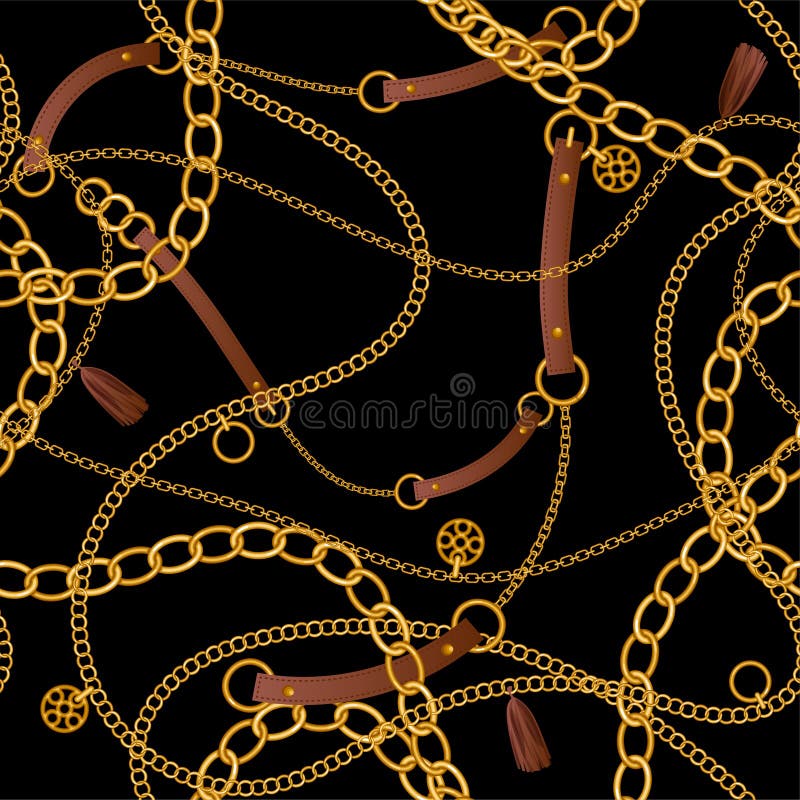 Seamless Pattern with Jewelry Chain and Belts for Fabric Design. Stock ...