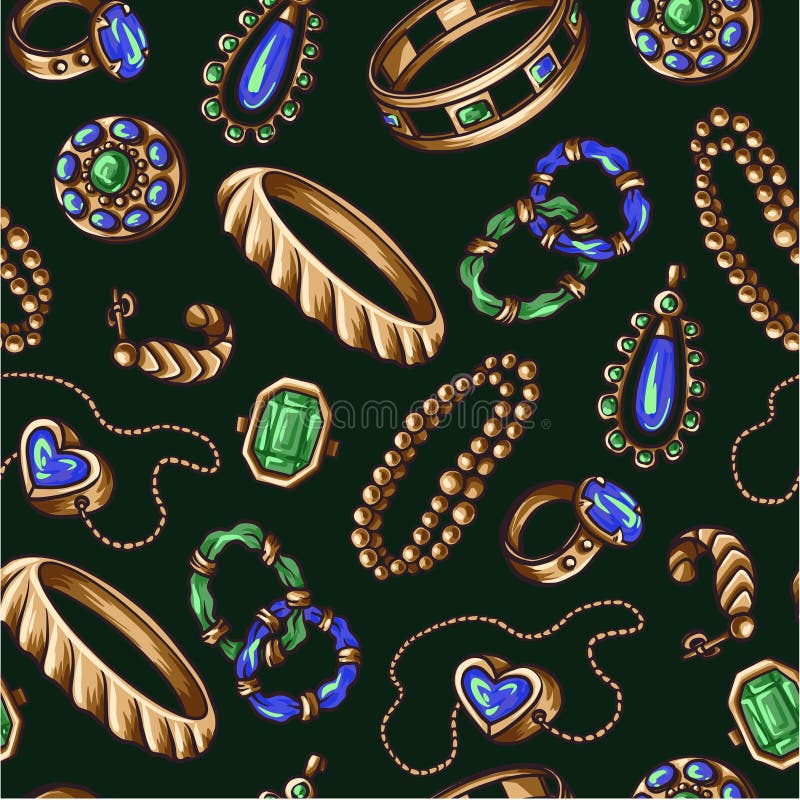 Seamless Pattern with Jewelry and Chain. Vector. Stock Vector ...