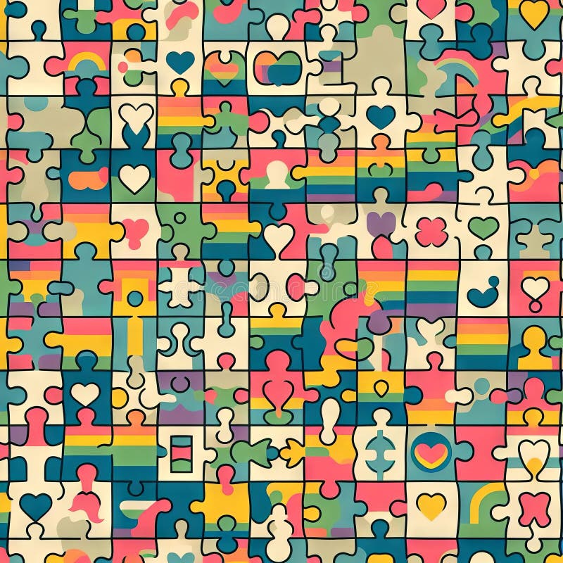 Colorful Puzzle Pattern stock photo. Image of hobby - 309405850