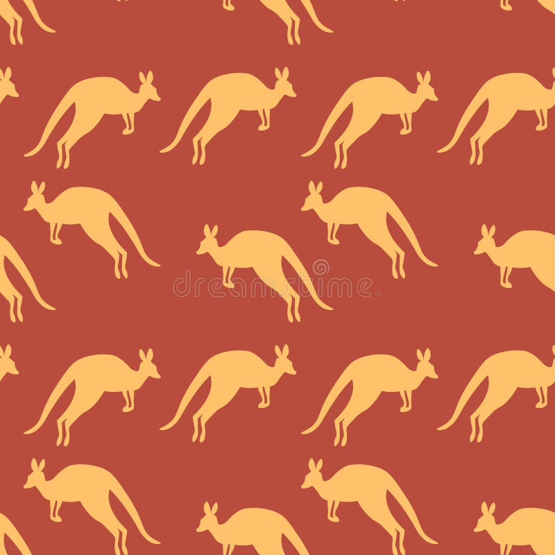 Seamless Pattern with Kangaroo Silhouette on Color Background. Vector ...