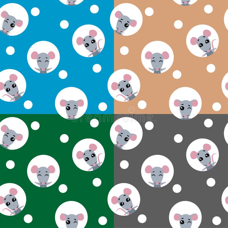 Seamless Pattern with Kawaii Rat. Vector Illustration Stock ...
