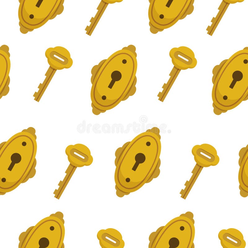 Seamless Pattern with Key Vector. Gold Locks and Keys Background. Stock ...