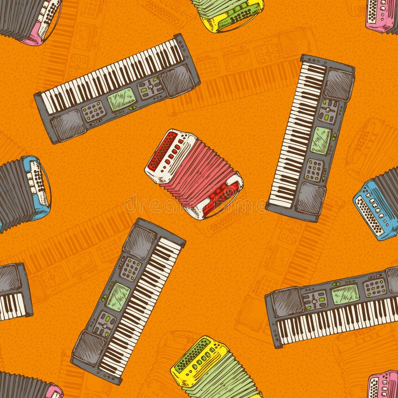 Seamless Pattern. Keyboard Instruments Stock Illustration ...