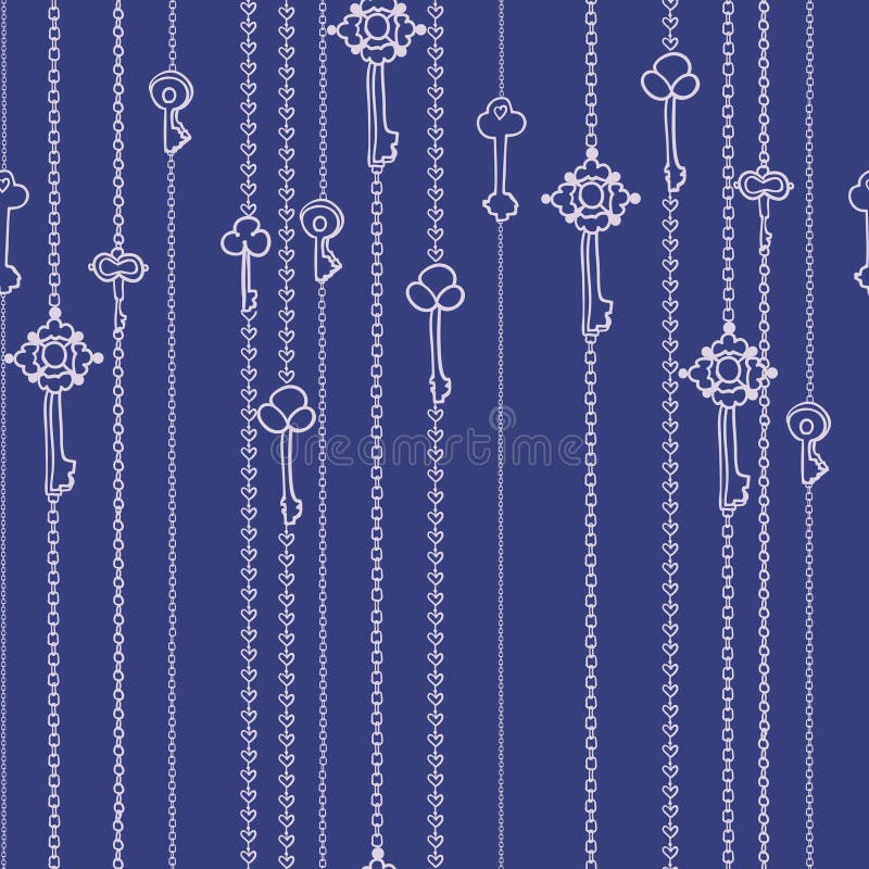 Seamless Pattern with Keys Hanging on Chains Stock Vector ...