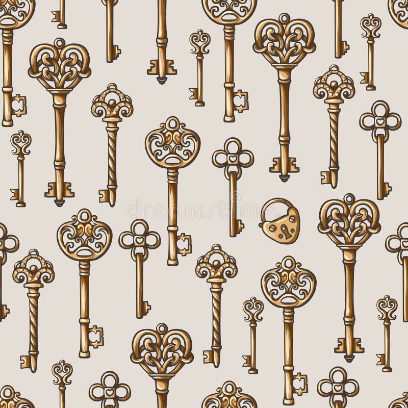 Seamless Pattern with Keys. Vector. Stock Vector - Illustration of ...