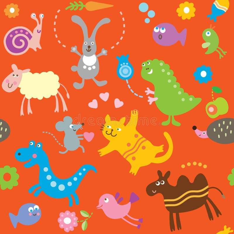 Seamless Pattern for Kids - Animals Stock Vector - Illustration of ...