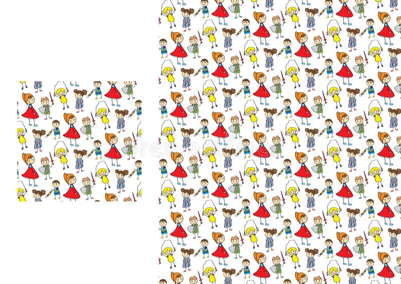 Seamless pattern with kids stock vector. Illustration of orange - 92309716