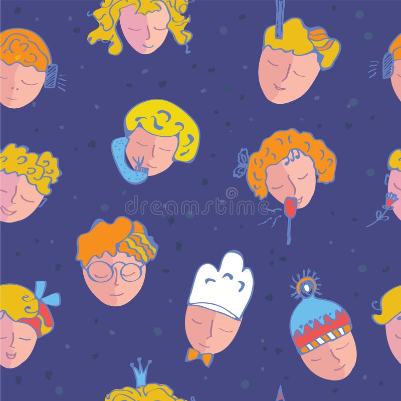 Seamless Pattern with Kids Faces Stock Vector - Illustration of element ...