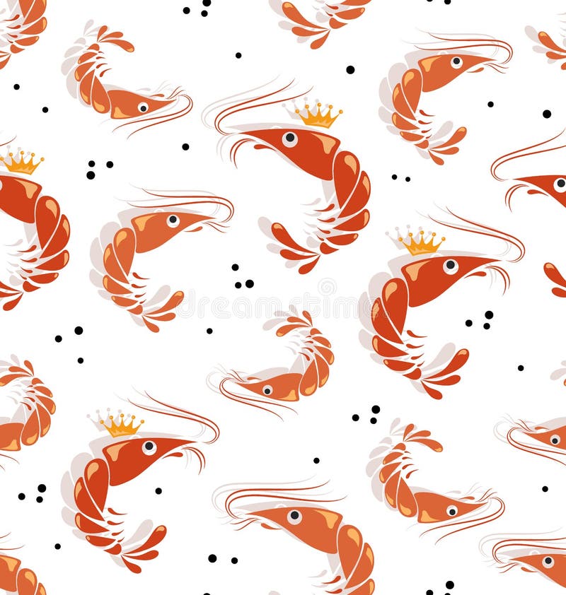Seamless Pattern. King Prawns. Seafood Stock Vector - Illustration of ...