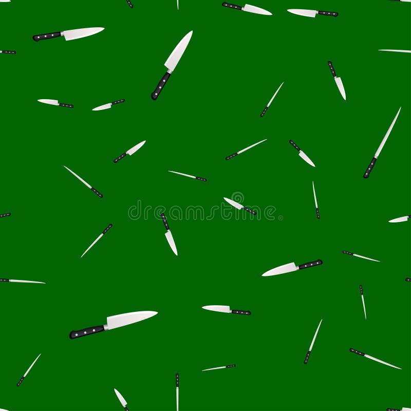 Seamless Pattern of Kitchen Knives on a Colored Background Stock Vector ...