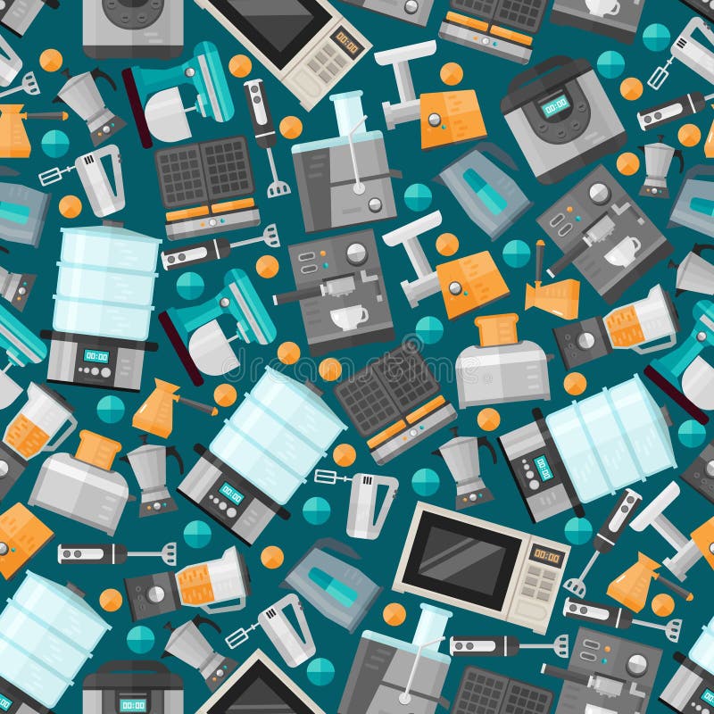 Seamless Pattern Kitchen Technology Gadget Banner. Kitchen Appliance ...