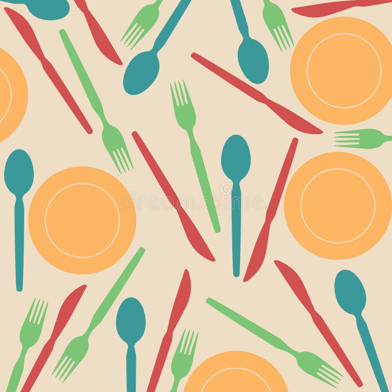 Seamless Pattern of Kitchen Tools Stock Vector - Illustration of ...