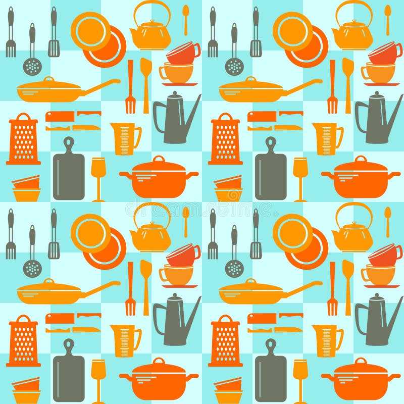 Seamless Vector Pattern of Kitchen Utensils, Design for Wallpaper ...