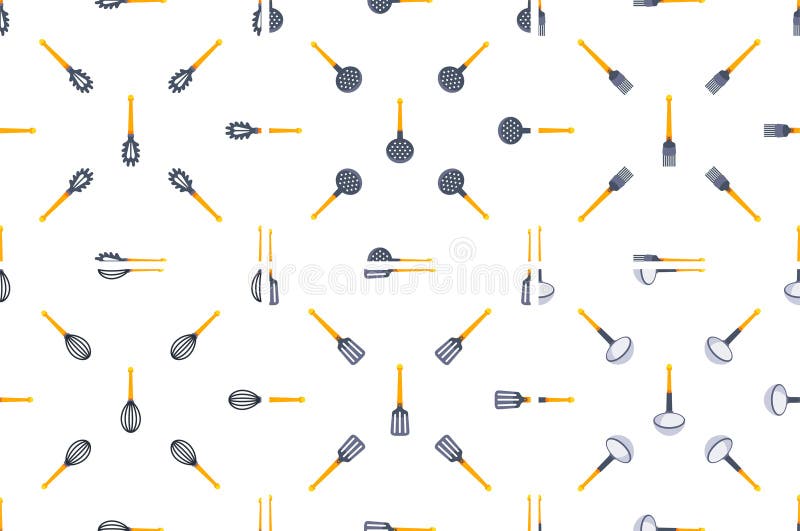 Seamless Pattern of Kitchen Utensils Forming a Culinary Background ...