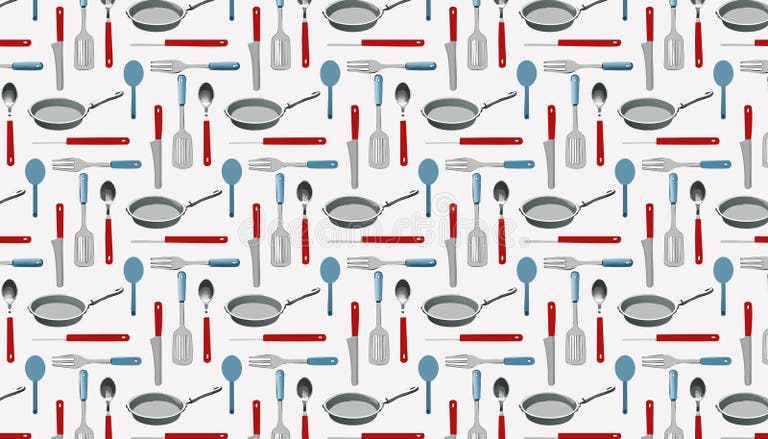 Seamless Pattern with Kitchen Utensils. Vector Illustration Stock ...