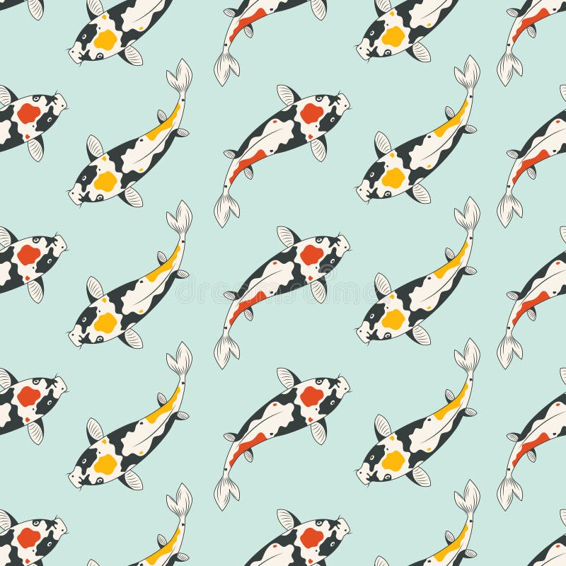 Seamless Pattern with Koi Carp. Vector Illustration for Design and ...