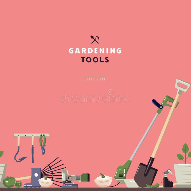 Seamless Pattern and Label for Garden Tools Store Stock Vector ...