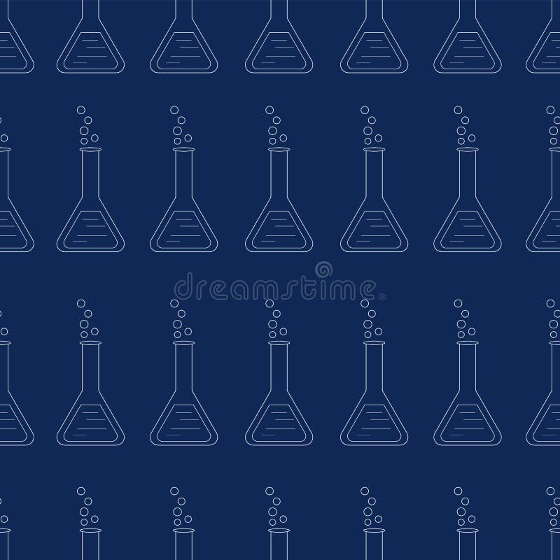 Seamless Pattern with Laboratory Equipment on a Blue Background. Can Be ...