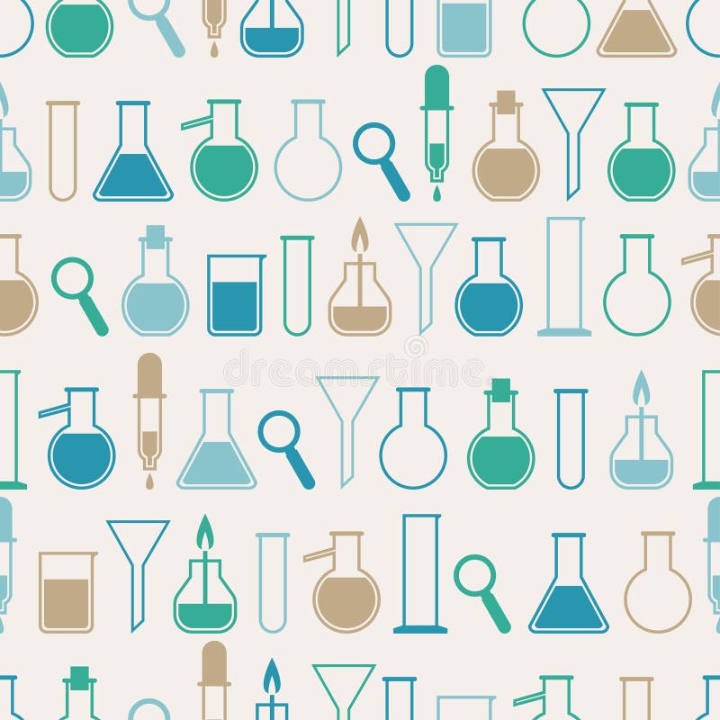 Seamless Pattern with Laboratory Equipment, Attributes of Science ...