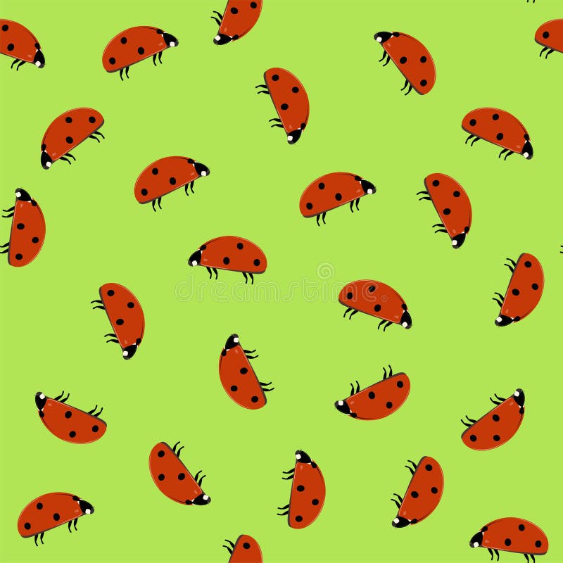 Ladybugs On A Green Background Stock Vector - Illustration of paper ...