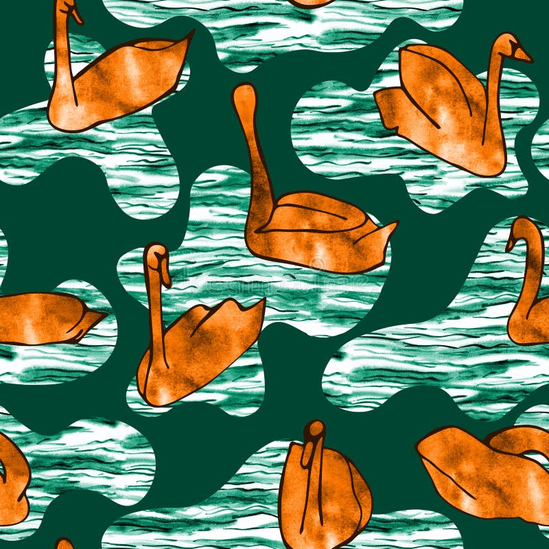 Set Of Silhouettes Of Swans Vector Illustration Stock Vector