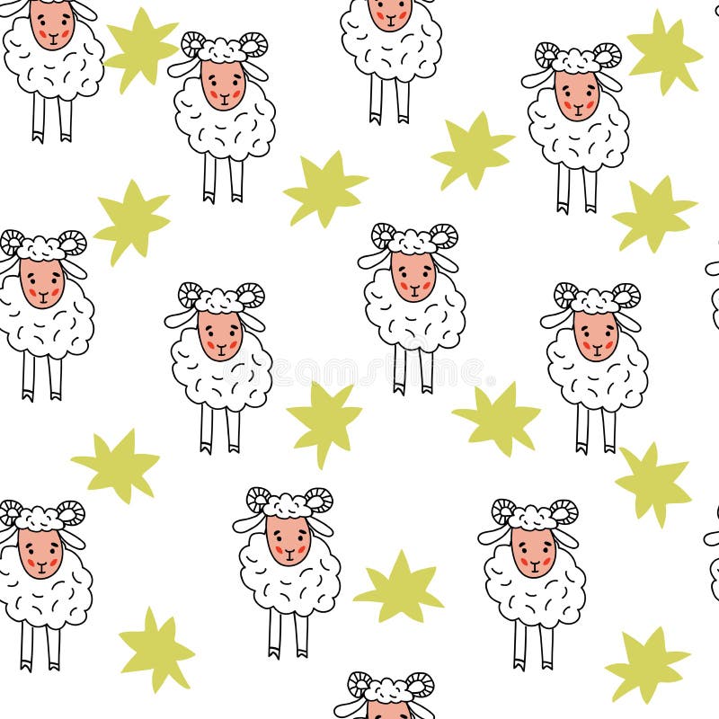 Seamless Pattern of Lamb. Background of Rams Stock Vector ...