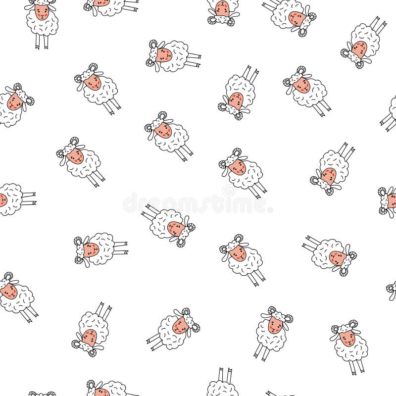 Seamless Pattern of Lamb. Background of Rams Stock Vector ...