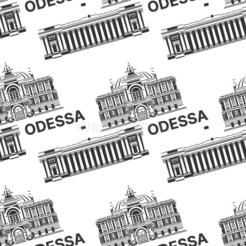 Seamless Pattern with Landmarks of Odessa. Odesa Opera and Ballet ...