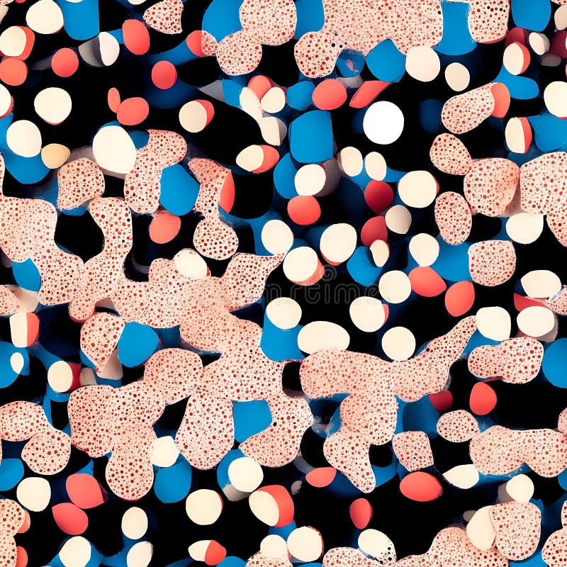 Seamless Pattern of Large Group of Red, White, and Blue Dots ...