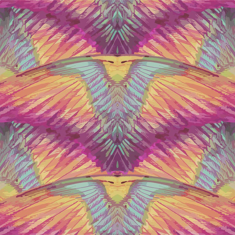 Seamless Pattern. Large Multicolored Wings or Feathers Stock Vector ...