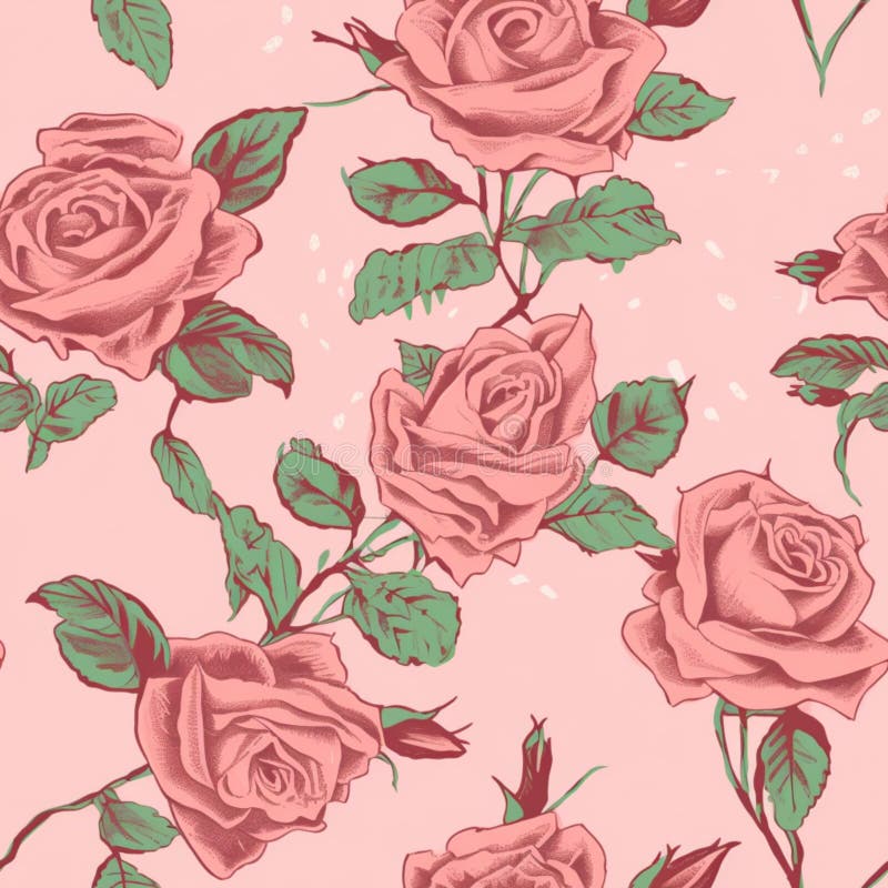Seamless Pattern with Large Roses with Her Branches. Generative Ai ...