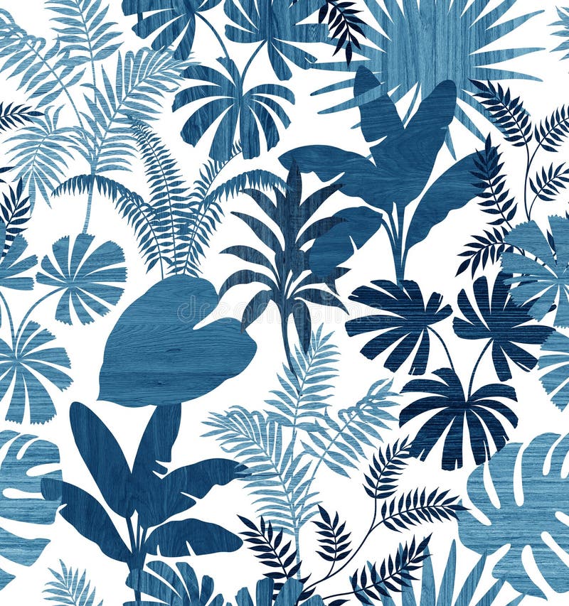 Seamless Pattern Leaf Graphics Wooden Texture Surface with Tropical ...