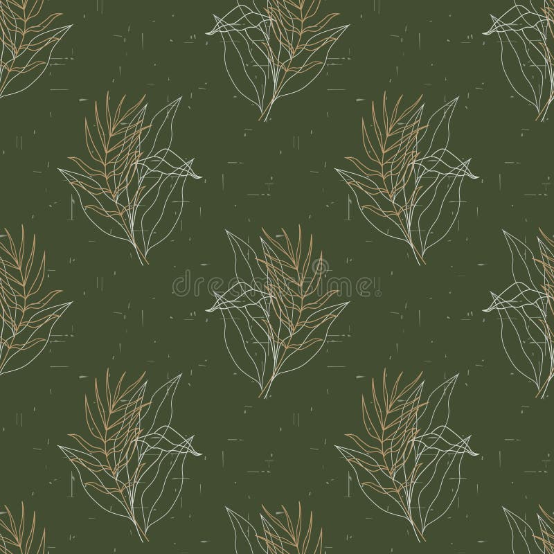 Seamless Pattern, Leaf Outline Pattern on a Vintage Old Shabby ...