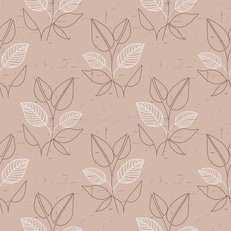 Seamless Pattern, Leaf Outline Pattern on a Vintage Old Shabby ...