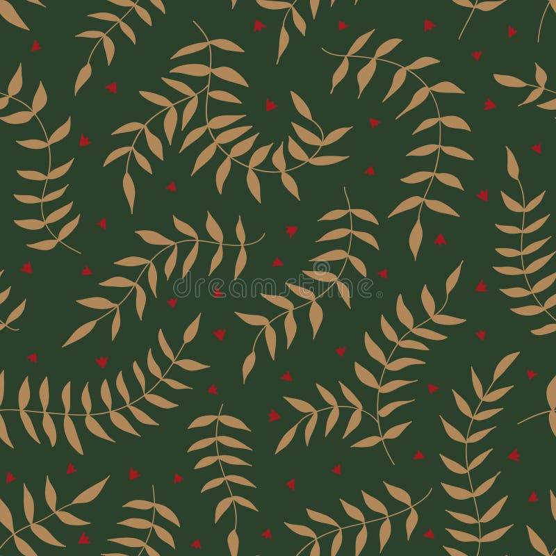 Seamless Pattern with Leaf and Small Flowers. Vector Illustration ...
