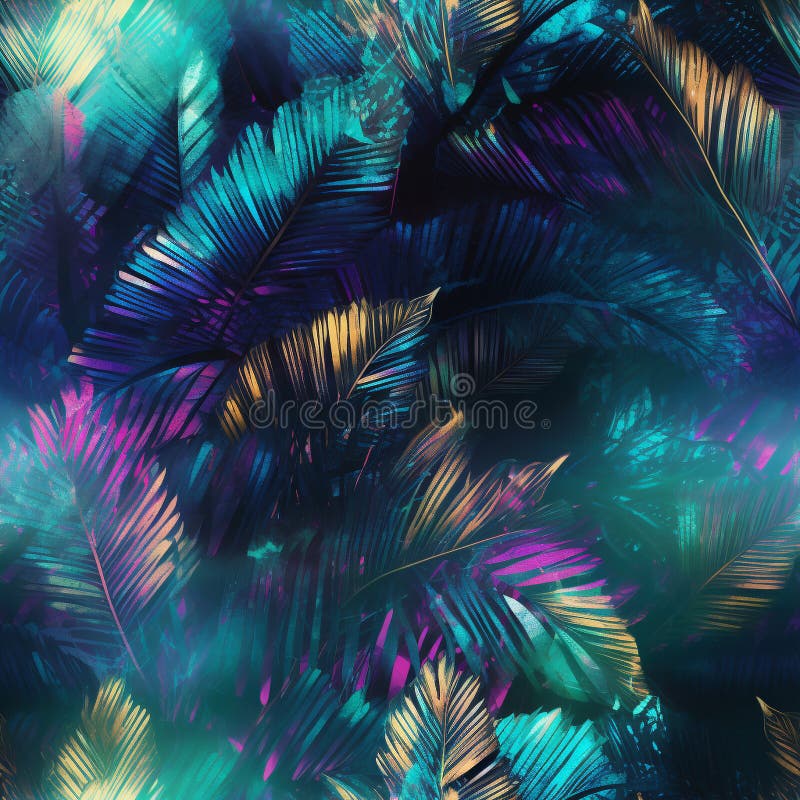 Seamless Pattern of Leaves and Feathers, Generated by Artificial ...