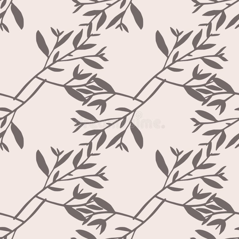 Seamless Pattern with Leaves Silhouette in Minimal Style. Tree Branches ...