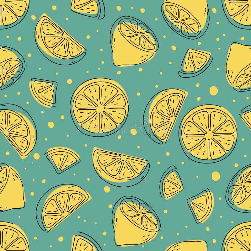Seamless Pattern of Lemon with Hand Draw Style Stock Vector ...
