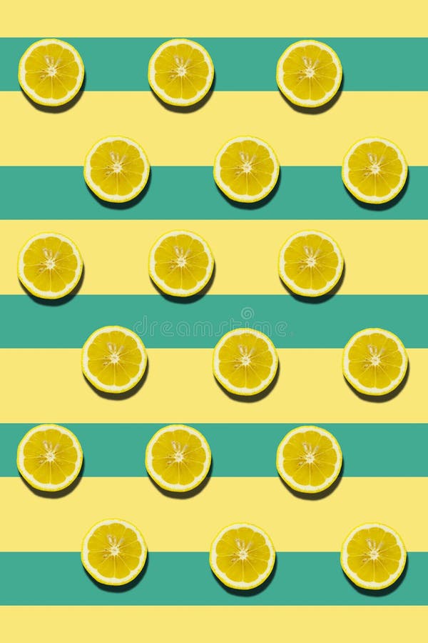 Seamless Pattern with Lemon Slices on Colored Surface in Geometric ...