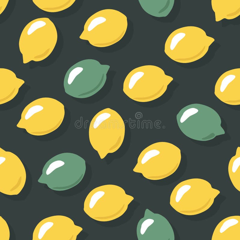 Seamless Pattern of Lemons on Dark Background Stock Vector ...