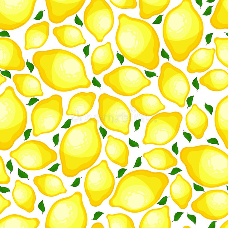 Lemon Pattern. Summer Fruit Vector Illustration on Blue Stripped ...