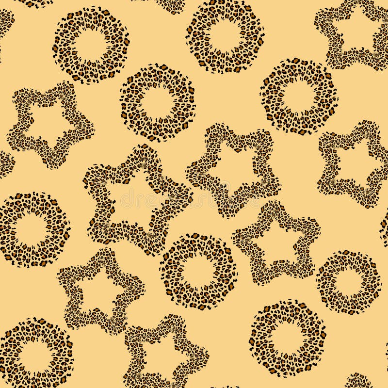 Seamless Pattern with Leopard Stars and Circles, Trendy Rock or Punk ...