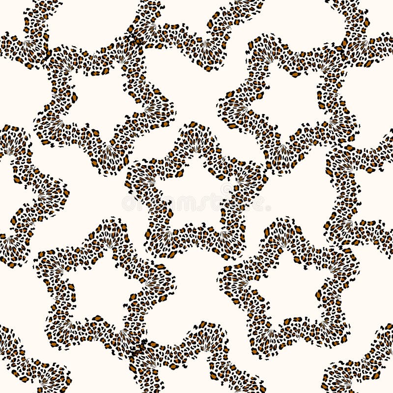 Seamless Pattern with Leopard Stars, Trendy Rock or Punk Design, Vector ...