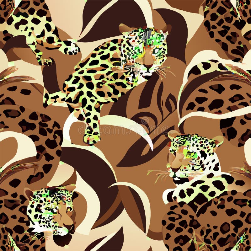Seamless Pattern with Leopards and Cheetah. Vector Illustration AI ...