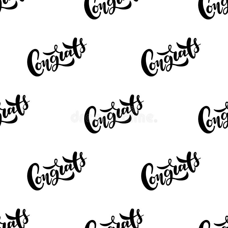 Seamless Pattern with Lettering Congrats. Vector Typography, Hand ...