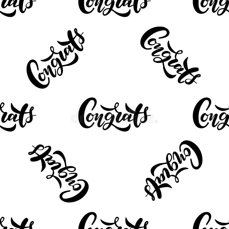 Seamless Pattern with Lettering Congrats. Vector Typography, Hand ...