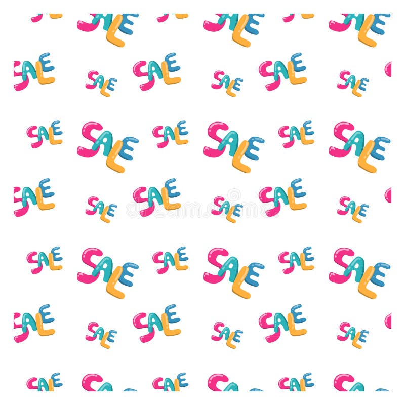 Seamless Pattern Lettering Sale in the Style of Doodle. Bright Colors ...