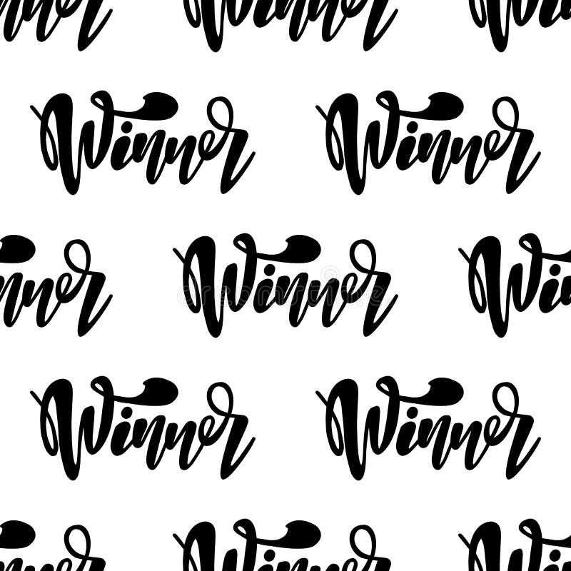 Seamless Pattern with Lettering Winner. Vector Typography, Hand ...
